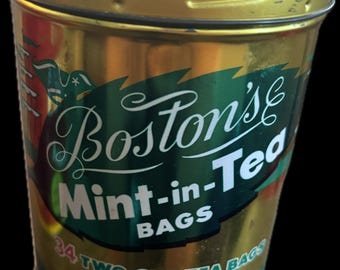 Vintage 1960s 70s Boston's Mint Tea Metal Can Iced Tea Old & Original ...