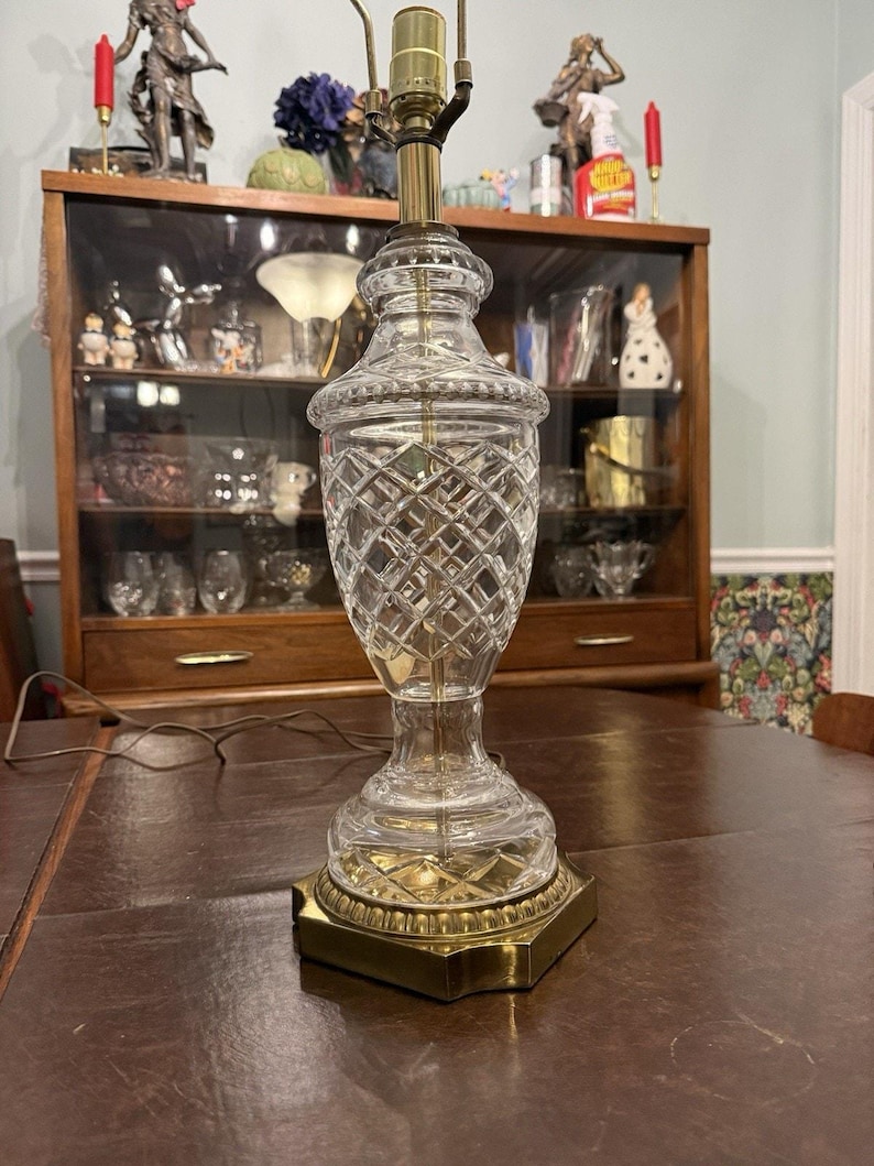Vintage Nathan Lagin Hand Blown Glass Crystal & Brass Table Lamp - Etsy