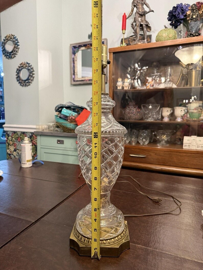 Vintage Nathan Lagin Hand Blown Glass Crystal & Brass Table Lamp - Etsy