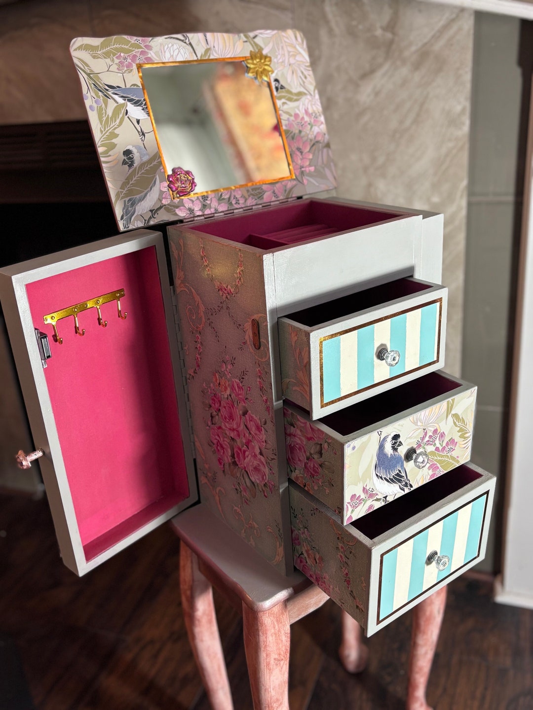 Juliet- the Jewelry Armoire! Solid Wood, Hand Painted, Freestanding ...