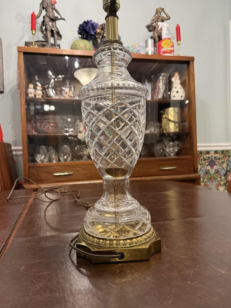 Vintage Nathan Lagin Hand Blown Glass Crystal & Brass Table Lamp - Etsy