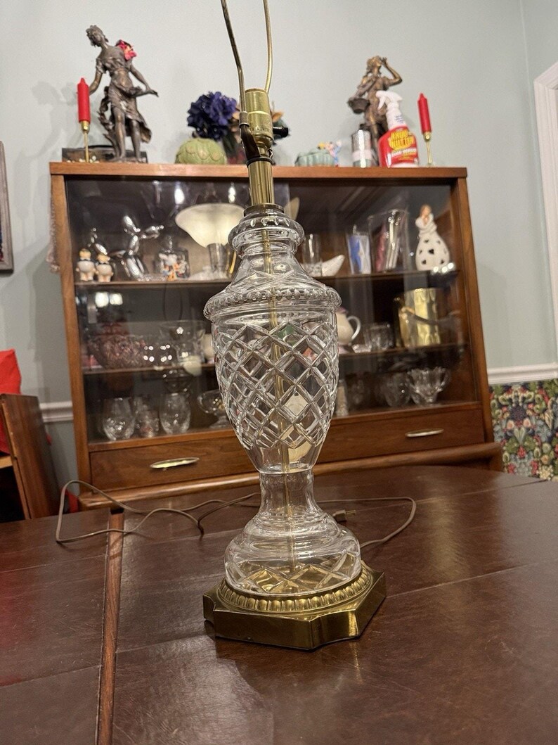 Vintage Nathan Lagin Hand Blown Glass Crystal & Brass Table Lamp - Etsy