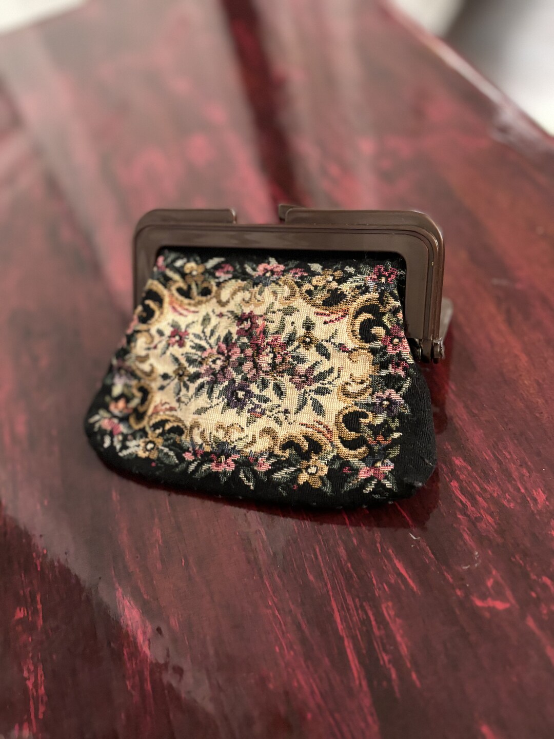 1950's Tapestry Snap Change Purse Vintage Floral Snap Clutch| Vintage ...