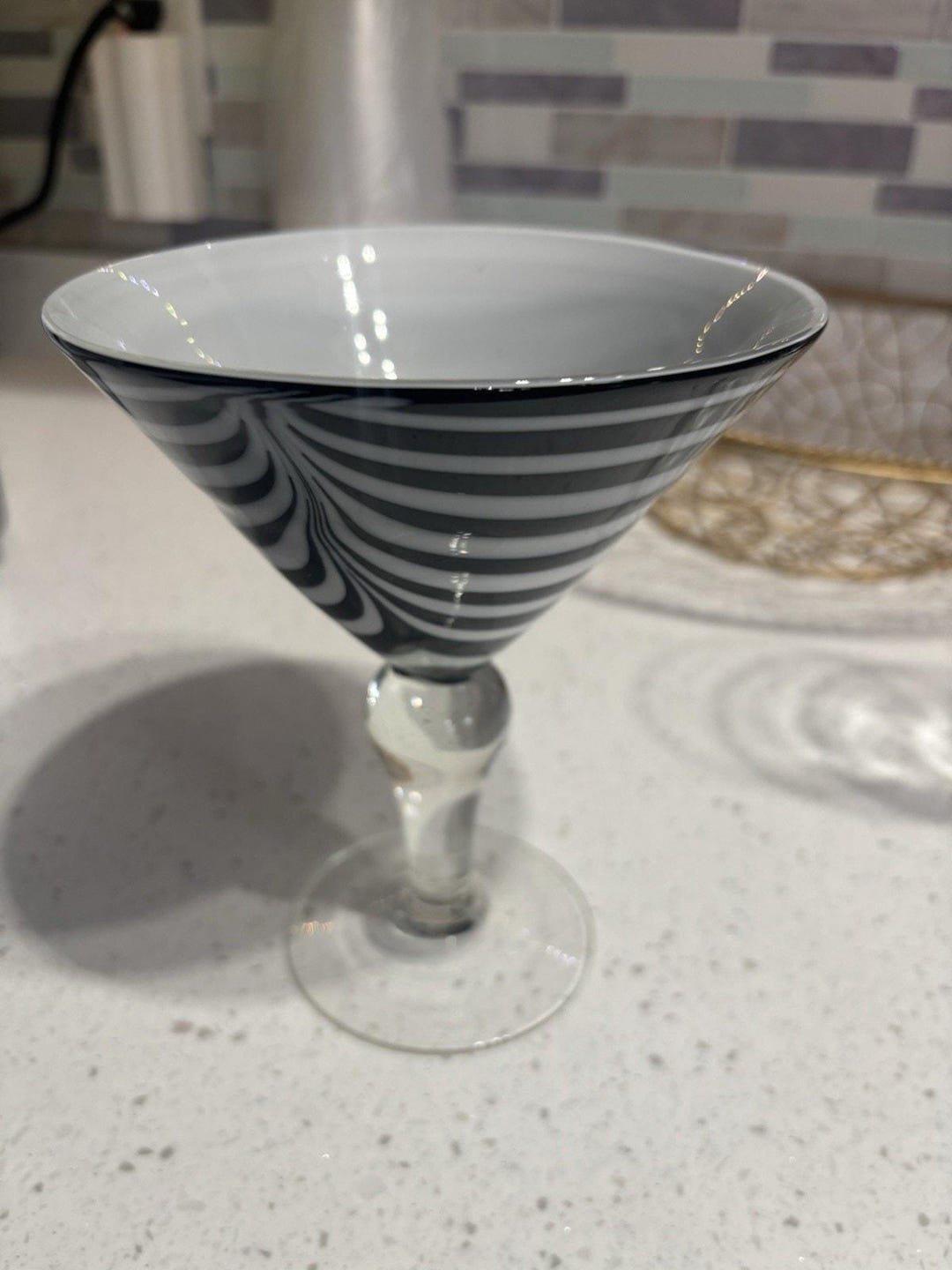 Rare XL Vintage Murano Hand Blown Art Glass Zebra Swirl Avici Martini ...