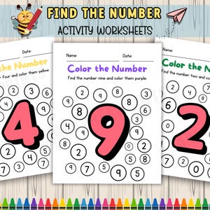Find the Number, Printable, All About Numbers Worksheets, Preschool ...