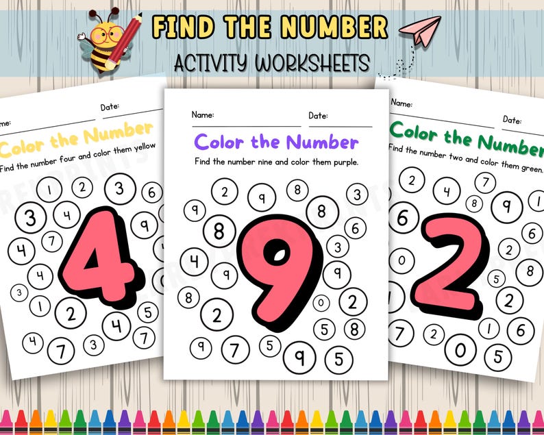 Find the Number, Printable, All About Numbers Worksheets, Preschool ...