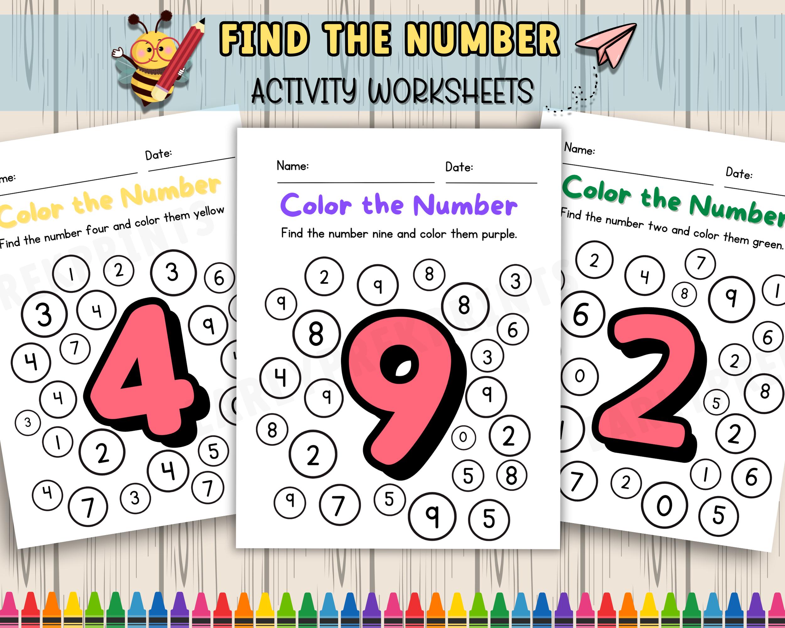 Find the Number, Printable, All About Numbers Worksheets, Preschool ...