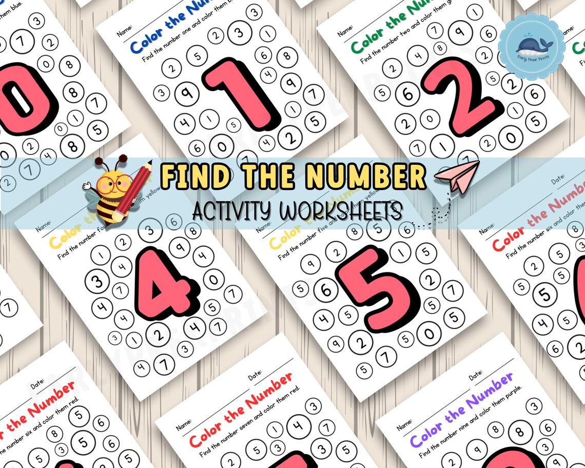 Find the Number, Printable, All About Numbers Worksheets, Preschool ...