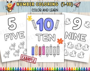 Number Coloring Pages (1-10) Printable Preschool, Kindergarten ...