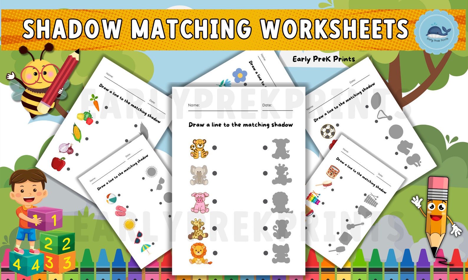 10 Printable Shadow Matching Worksheets, Match the Picture ...