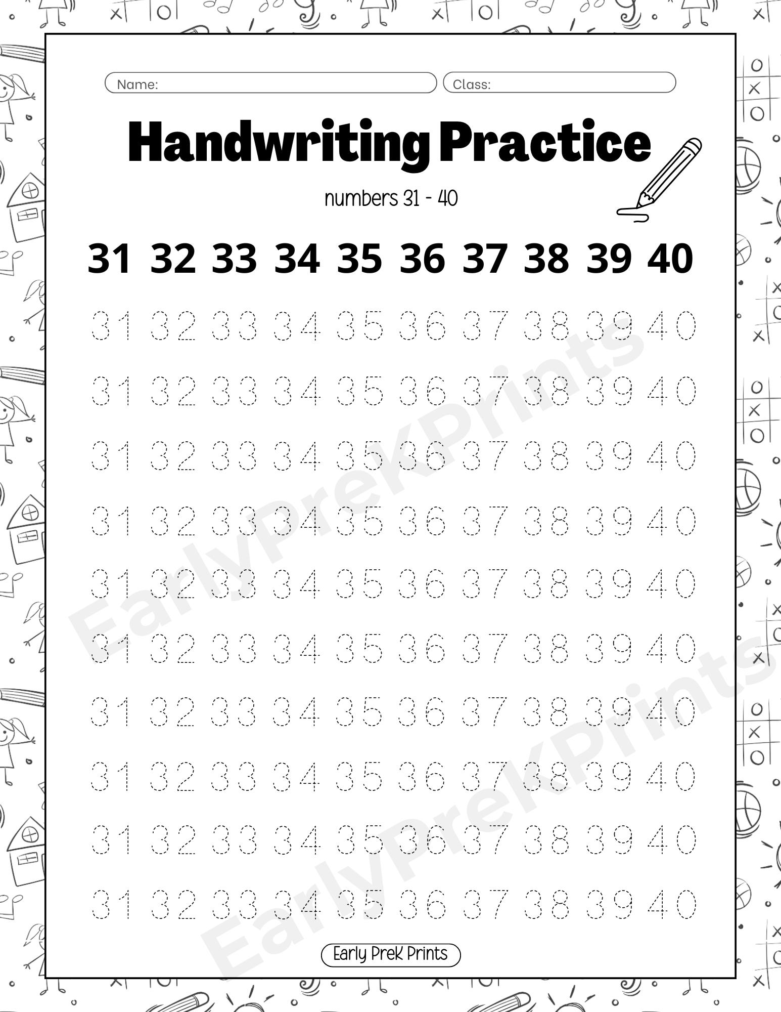 Printable 1-100 Number Tracing Worksheets Handwriting Practice for Kids ...