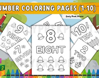 Number Coloring Pages 1-10 Printable Preschool, Kindergarten Homeschool ...