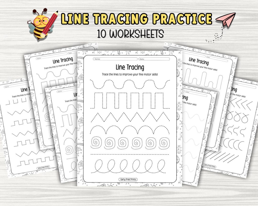 Preschool Line Tracing Worksheets, Printable Pre-writing Practice ...