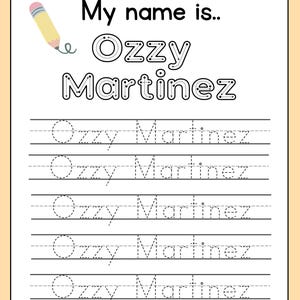 Personalized Name Tracing Worksheet PDF for Preschool and Pre-k, Custom ...