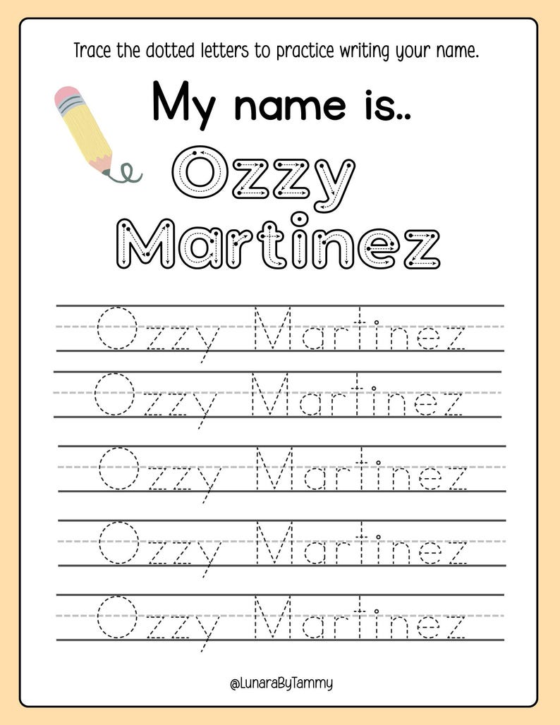 Personalized Name Tracing Worksheet PDF for Preschool and Pre-k, Custom ...