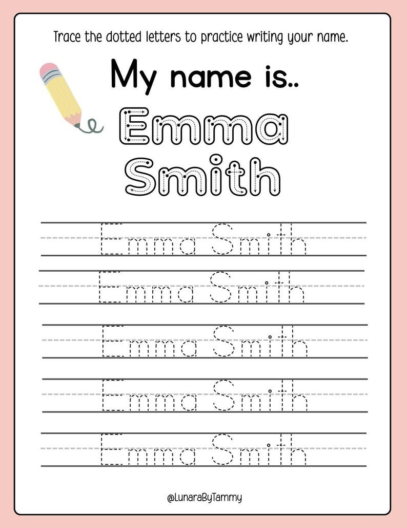 Personalized Name Tracing Worksheet PDF for Preschool and Pre-k, Custom ...