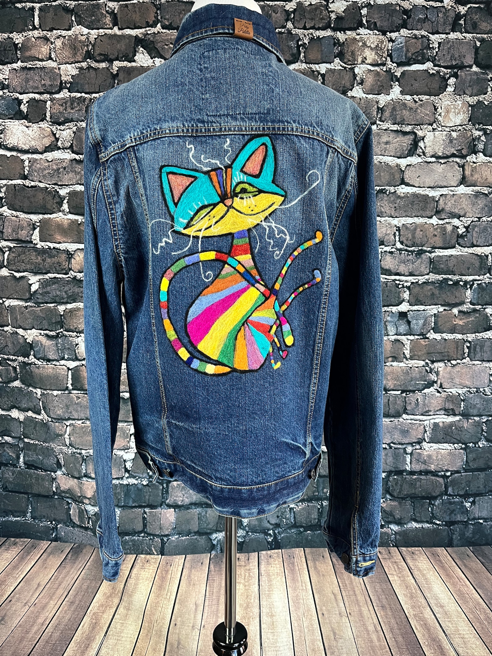 Upcycled Denim Jacket With Colorful Wool Needle Felted Design - Etsy