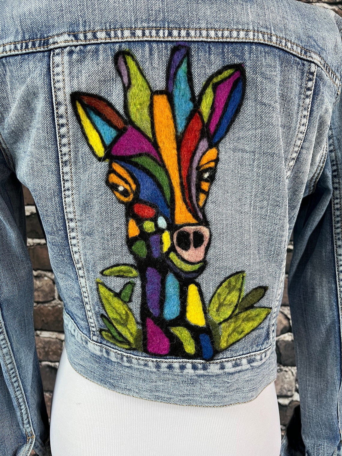Upcycled Denim Jacket With Wool Needle Felted Design - Etsy