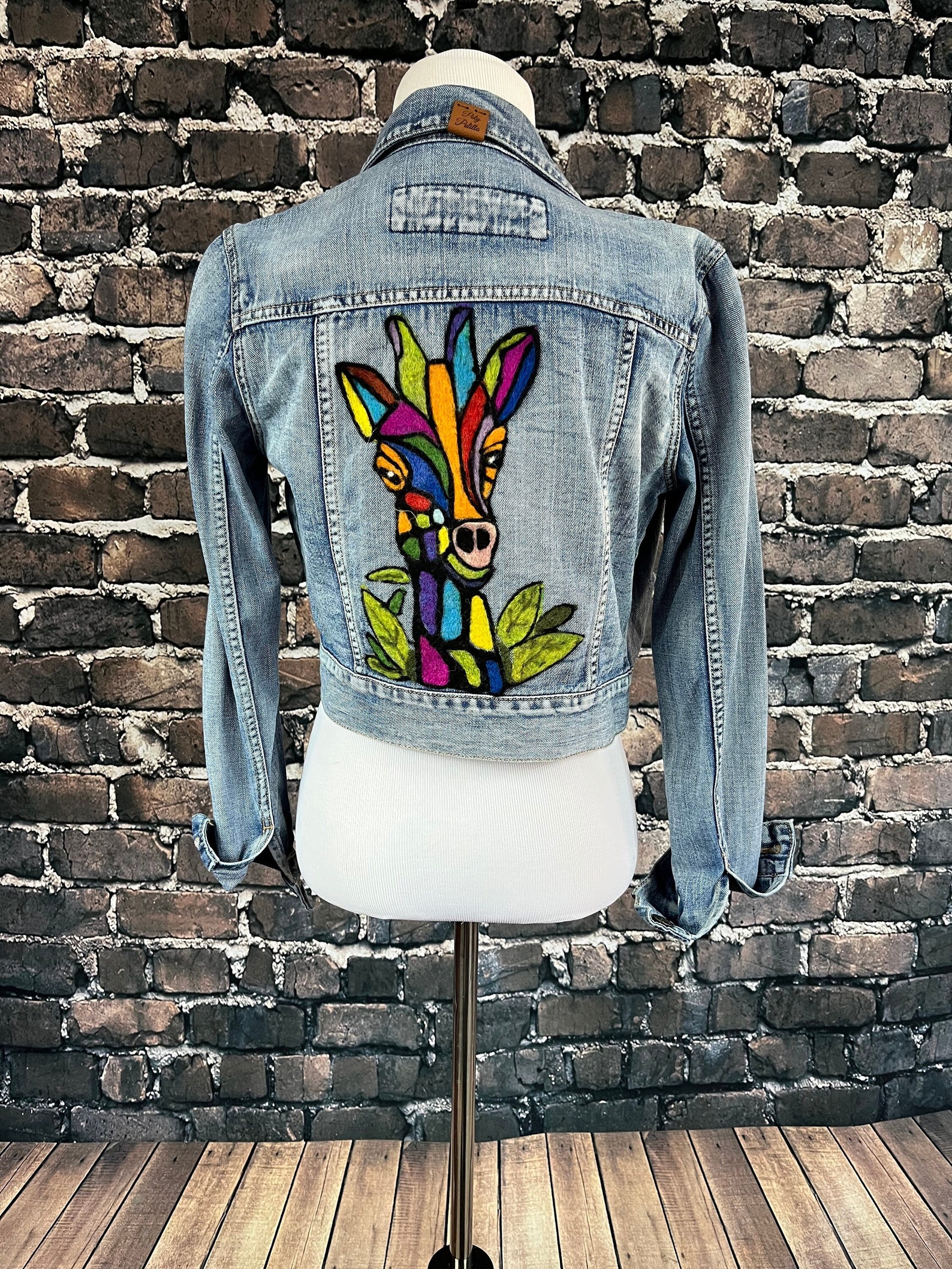 Upcycled Denim Jacket With Wool Needle Felted Design - Etsy