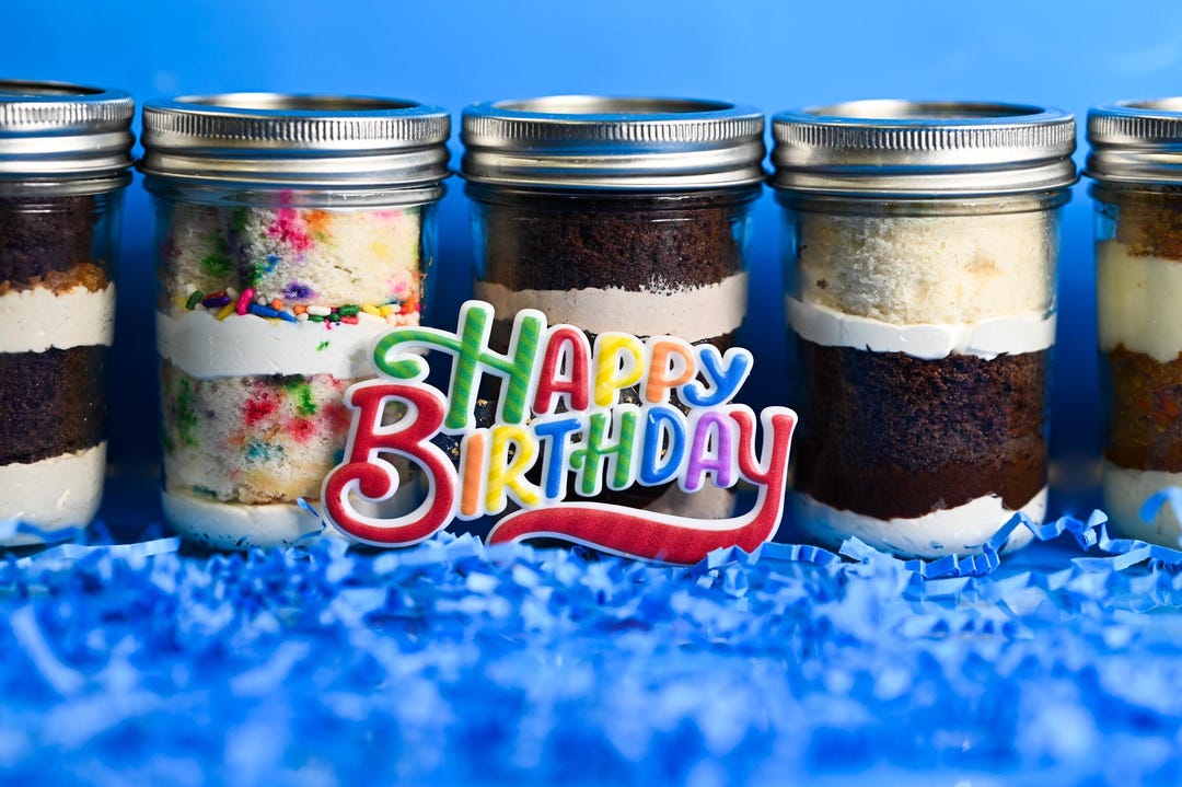 Birthday Cake Jar Gift Box- 3-pack of Delicious Layered Cakes in ...