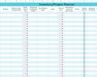Yarn Inventory Tracker Excel Spreadsheet, Yarn Organizer Worksheet ...