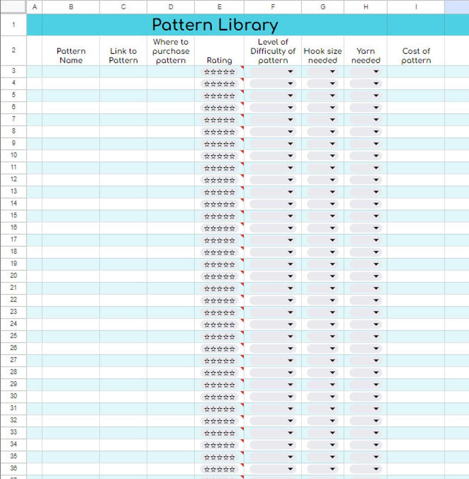 Crochet Inventory Tracker Spreadsheet - Etsy