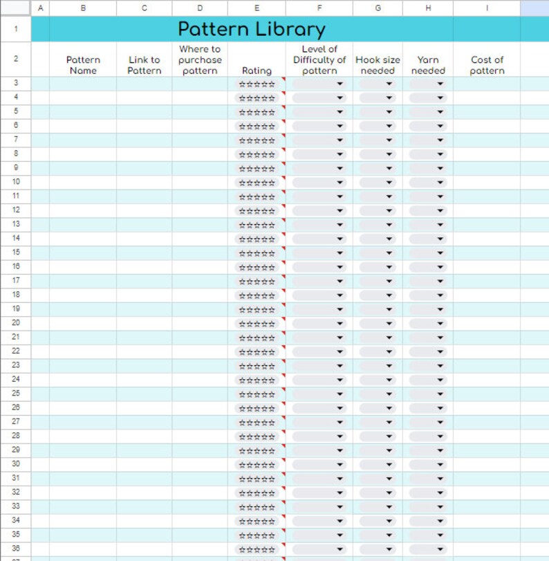 Crochet Inventory Tracker Spreadsheet - Etsy