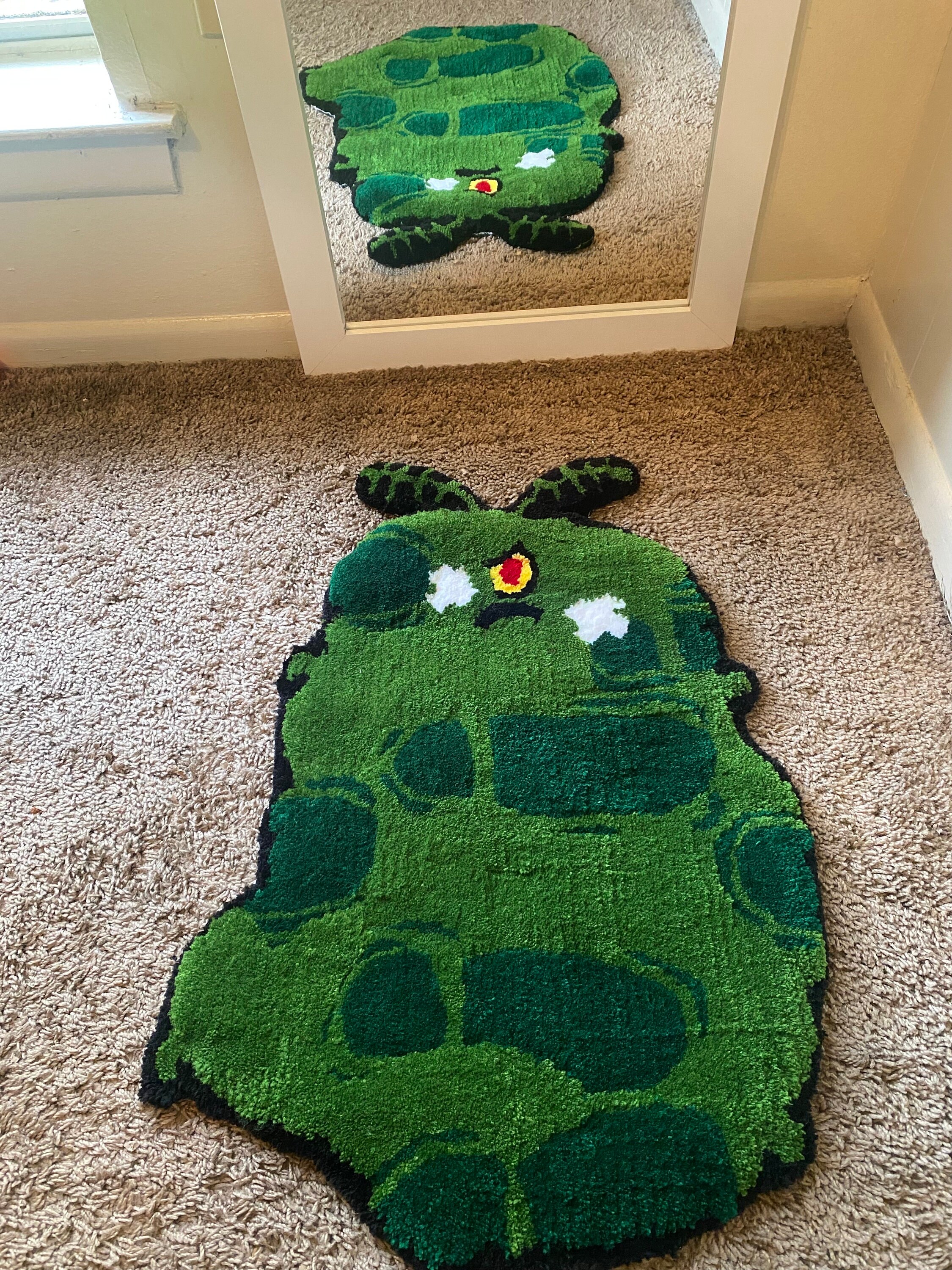 Plankton From Spongebob Movie When He Was Ran Over Handmade Tufted Rug ...