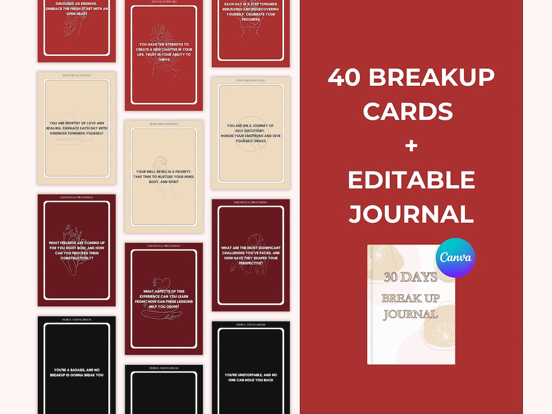 40 Breakup Cards: Printable Digital Deck for Healing and Reflection ...