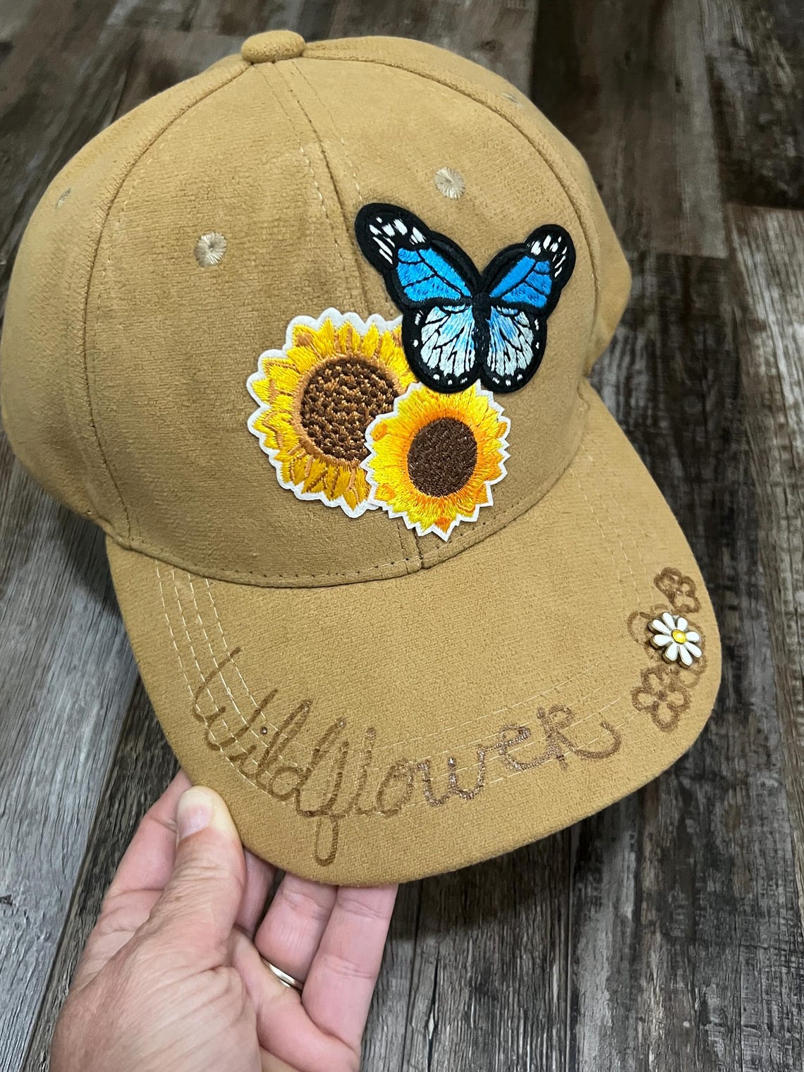 Suede Tan Wildflower Burned Ball Cap - Etsy