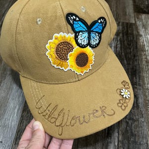 Suede Tan Wildflower Burned Ball Cap - Etsy
