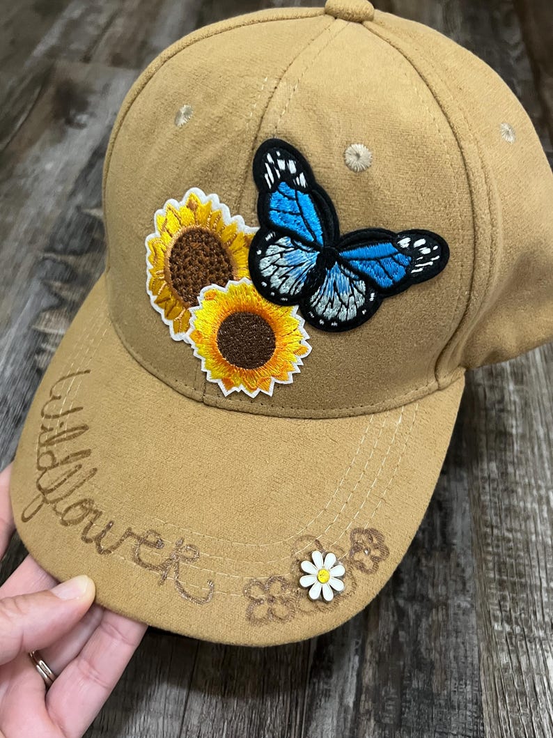 Suede Tan Wildflower Burned Ball Cap - Etsy