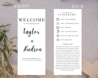 Minimalist Wedding Program Template, Modern Order of Service, Ceremony Itinerary, Editable ...
