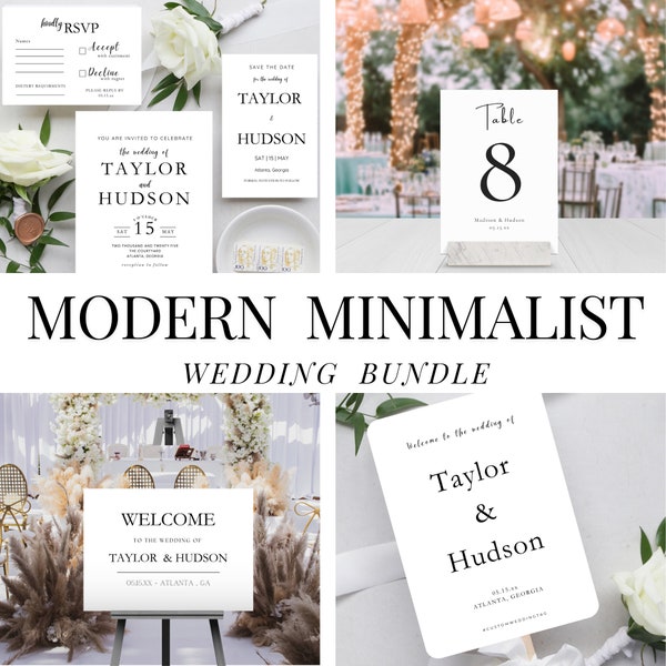 Minimalist Wedding Program Template, Modern Order of Service, Ceremony Itinerary, Editable ...