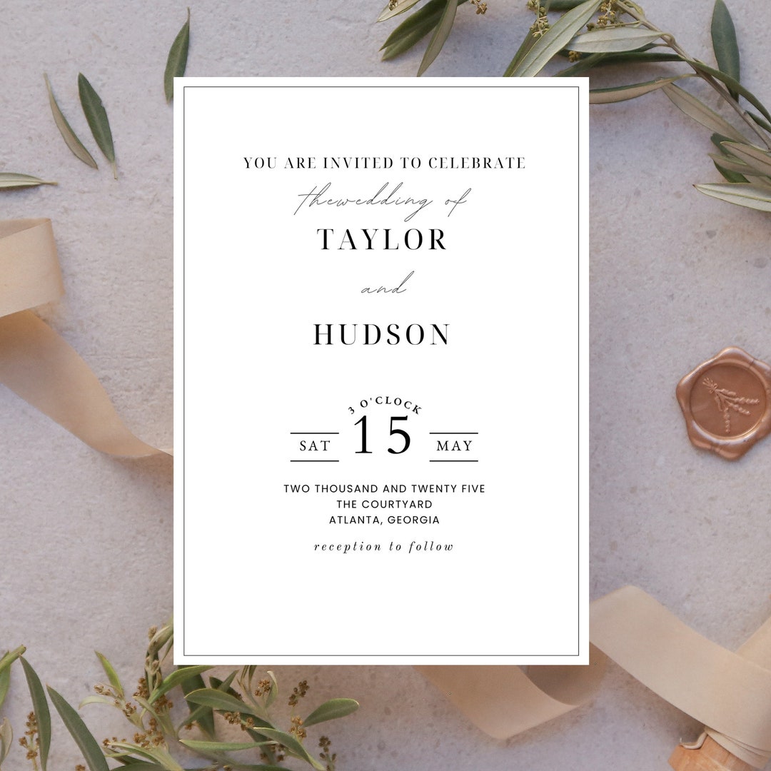 Printable Wedding Invitation Posh Wedding Invite Modern Save the Date ...