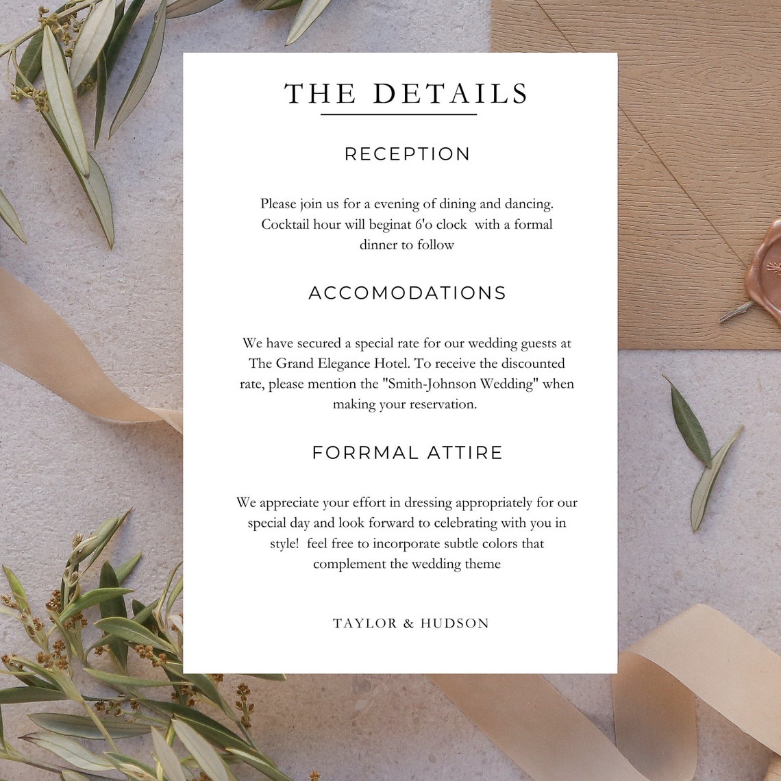 Details Card for Weddings Printable Enclosure Card Details Wedding Card ...