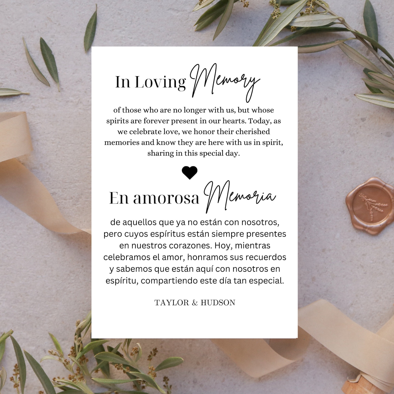 Bilingual in Loving Memory Sign English and Spanish | Digital Download ...