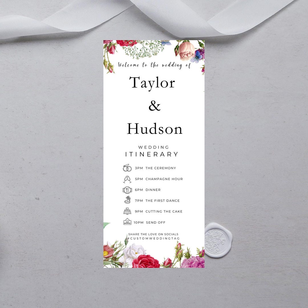 Wildflower Wedding Program - Floral Program Template - Printable ...