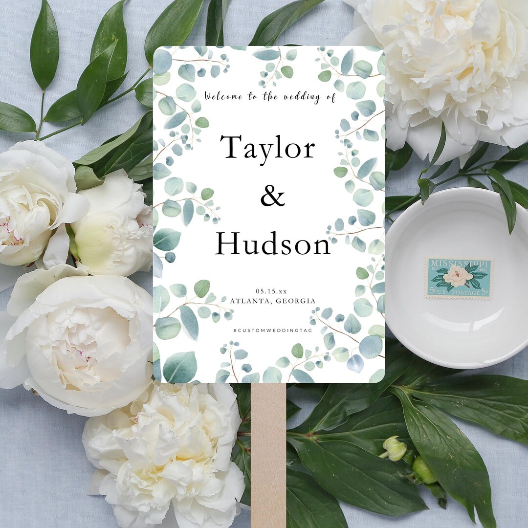 Elegant Greenery Wedding Program Paddle - Floral Wedding Fan - Perfect ...