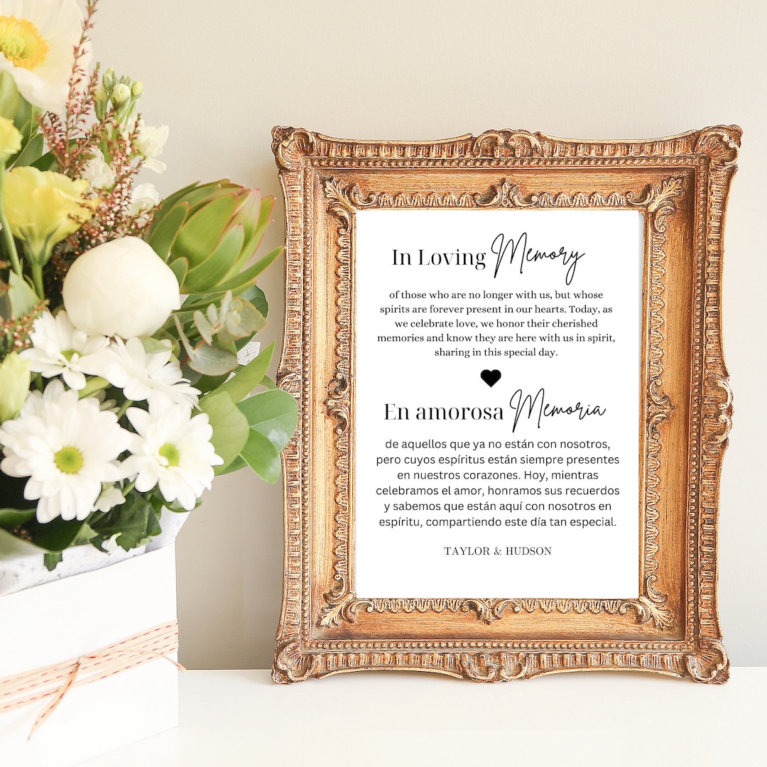 Bilingual in Loving Memory Sign English and Spanish | Digital Download ...
