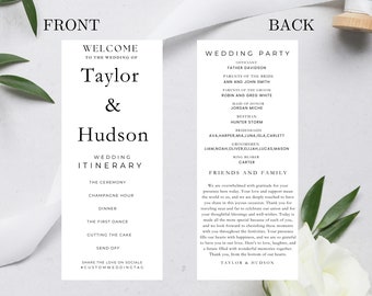 Minimalist Wedding Program Template, Modern Order of Service, Ceremony Itinerary, Editable ...