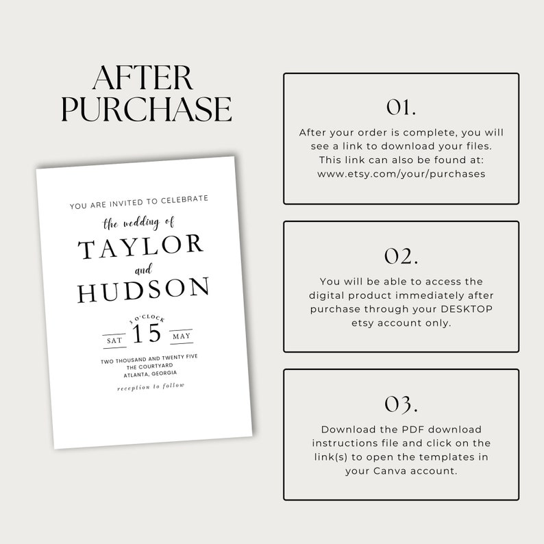 Printable Wedding Invitation Posh Wedding Invite Modern Save the Date ...