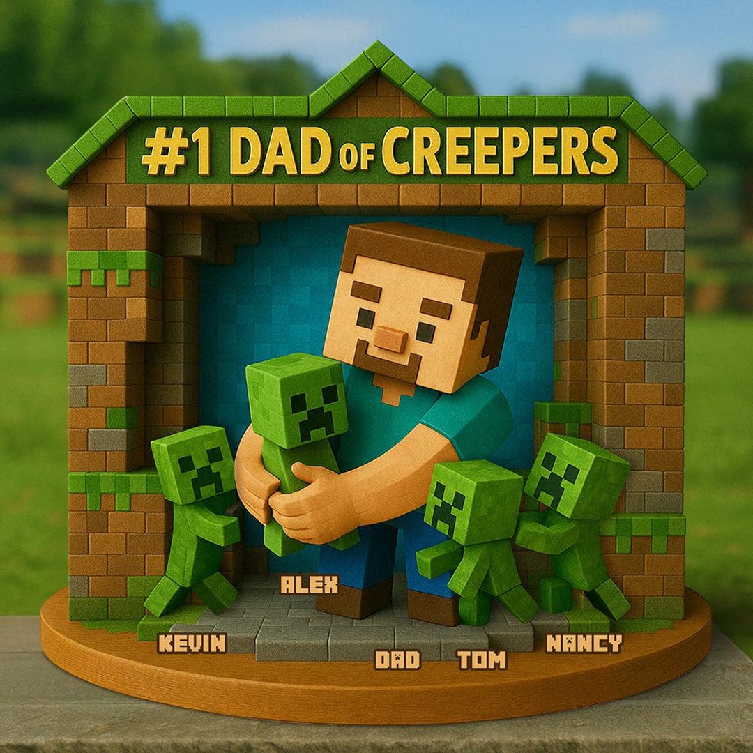 Minecraft Dad Shaped Plaque, Gamer Dad Acrylic Block, Personalized ...