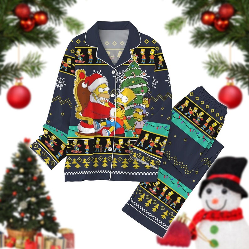 Christmas the Simpsons Pajamas Set, Santa Homer Simpson Shirt, Matching ...