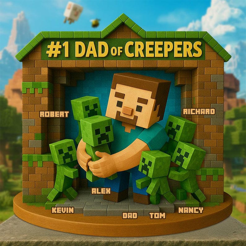 Minecraft Dad Shaped Plaque, Gamer Dad Acrylic Block, Personalized ...