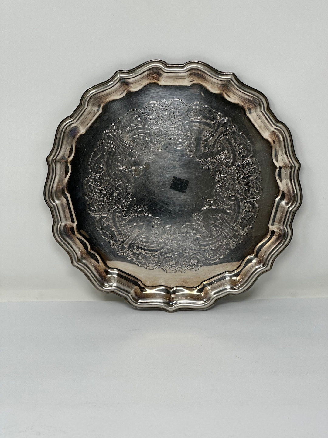 A Beautiful Vintage Silver Plated Tray, With Embossed Decoration. Round ...