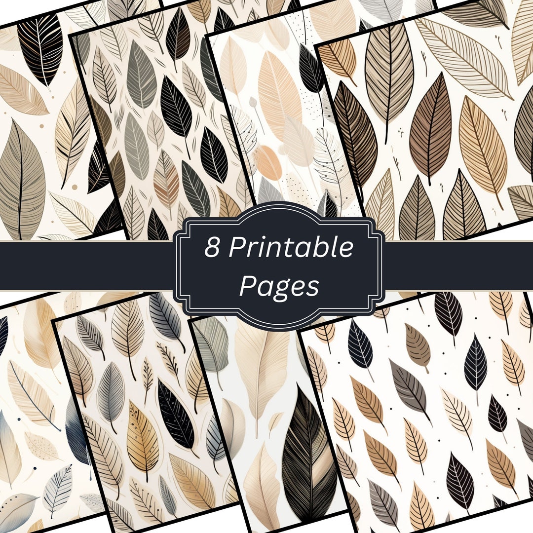 Leaf Pattern Scrapbook Pages, Junk Journal Printables, Set of 8 - Etsy