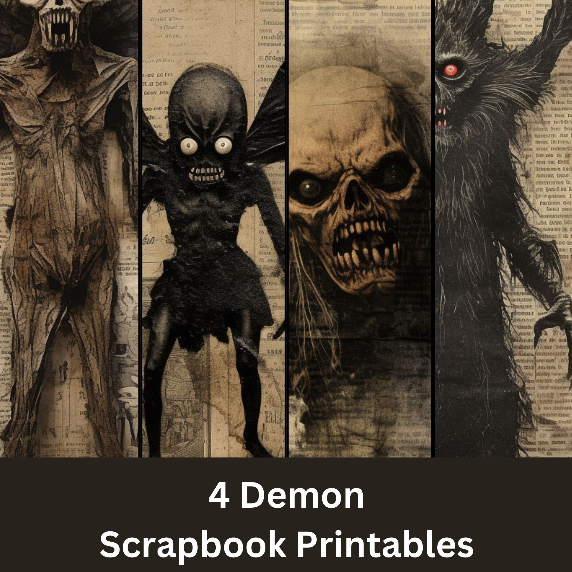 Demon Scrapbook Page Printables Set of 4 - Etsy