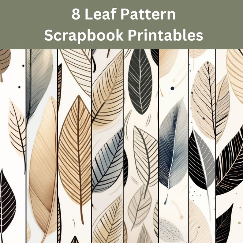 Leaf Pattern Scrapbook Pages, Junk Journal Printables, Set of 8 - Etsy