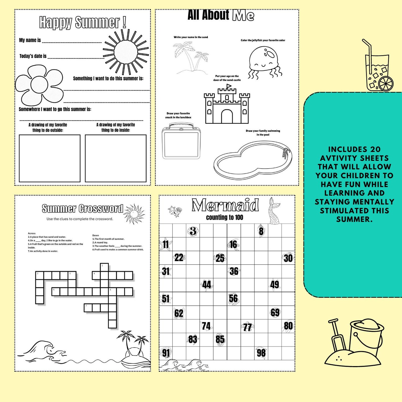 Summer Activity Worksheets for Children | Learning and Fun Summer ...